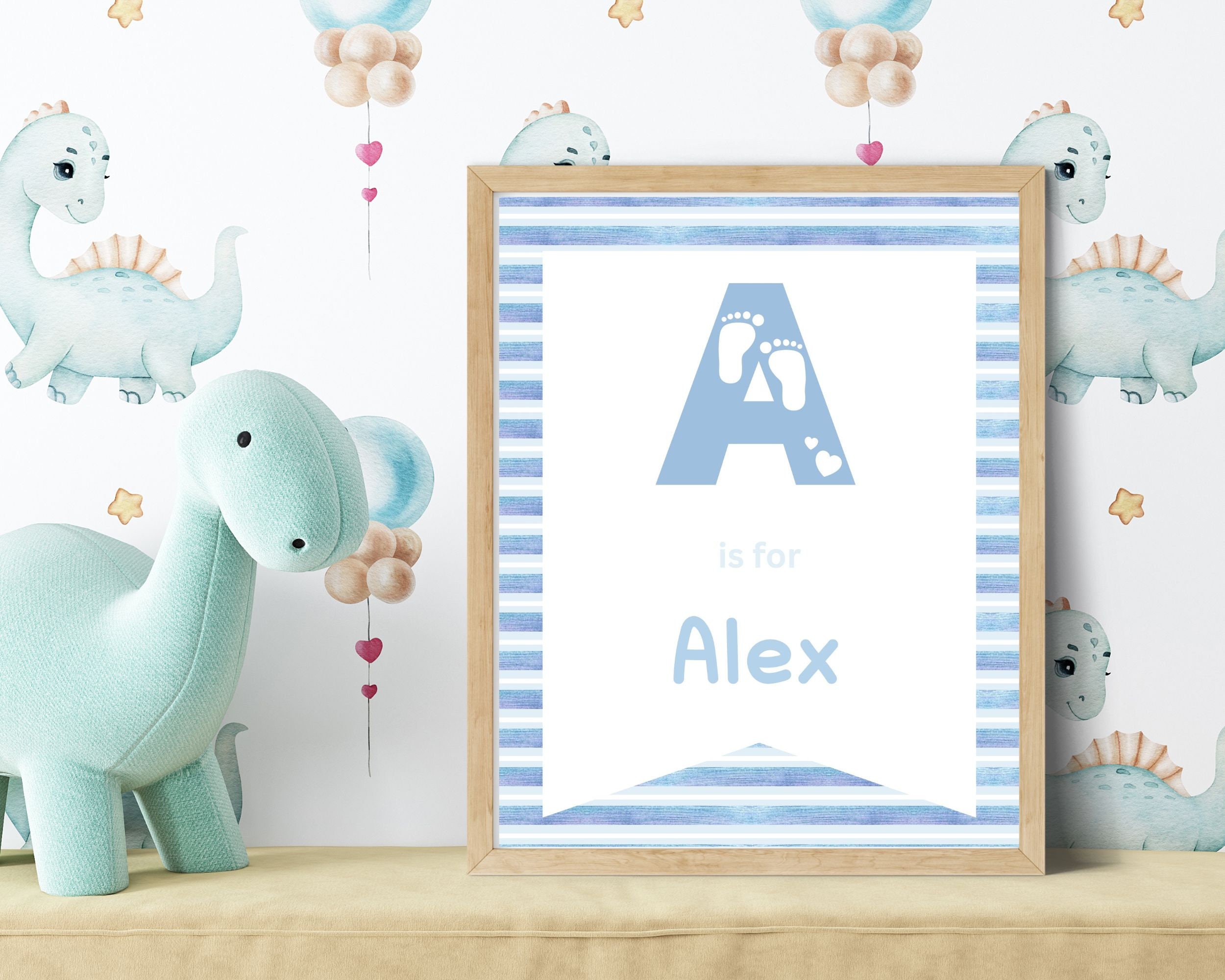 Custom Baby Boy Name & Letter Printable Nursery Wall Art - Etsy UK
