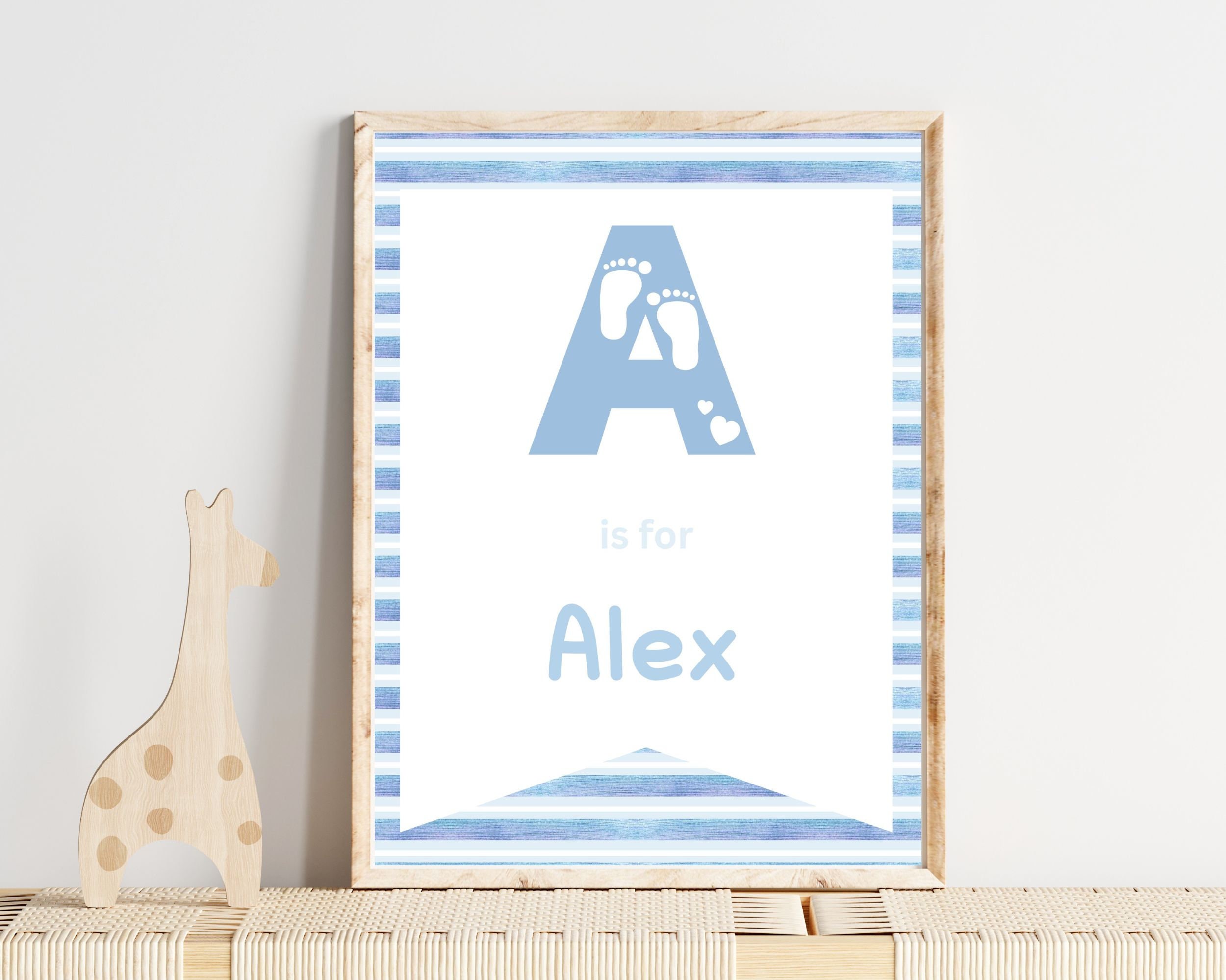 Custom Baby Boy Name & Letter Printable Nursery Wall Art - Etsy UK