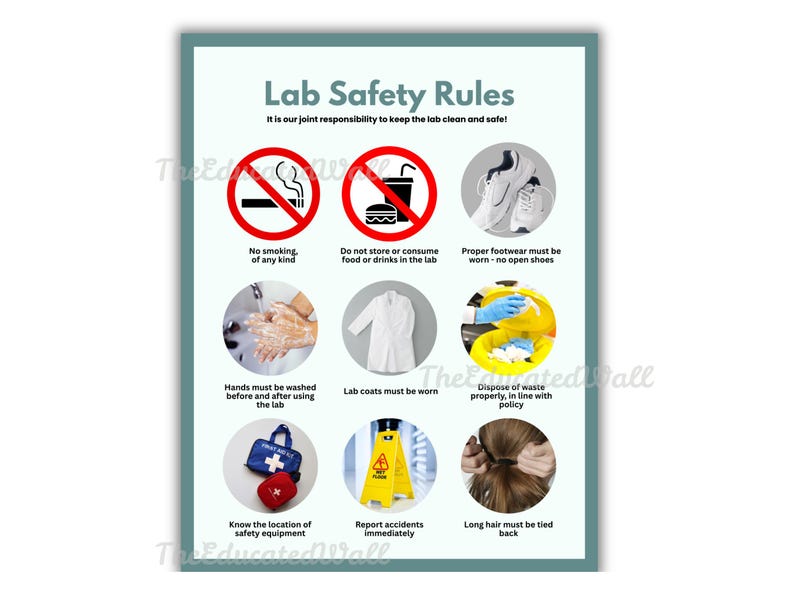 Lab Safety Rules Posters Set, Chemistry Biology Laboratory Safety Signs, Educational STEM Wall ...