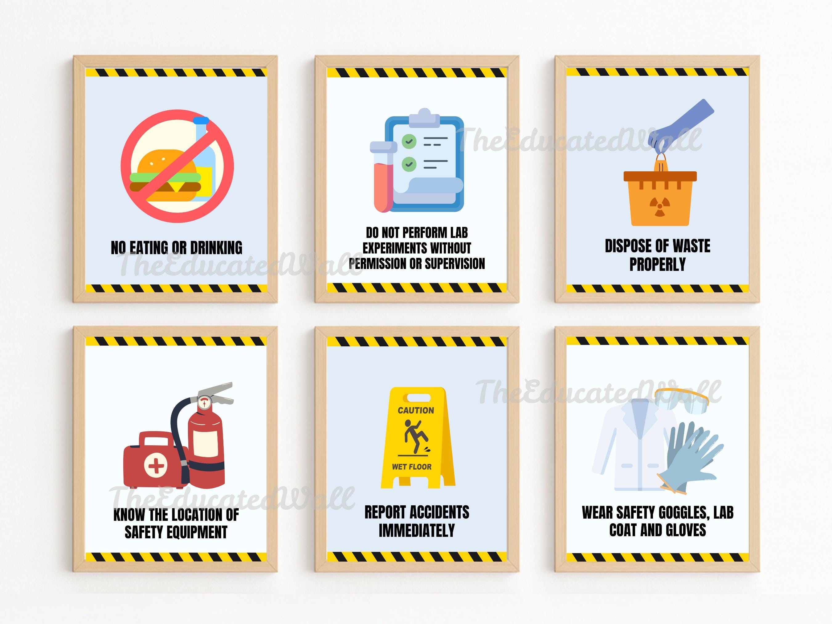 Lab Safety Rules Posters Set, Chemistry Biology Laboratory Safety Signs, Educational STEM Wall ...