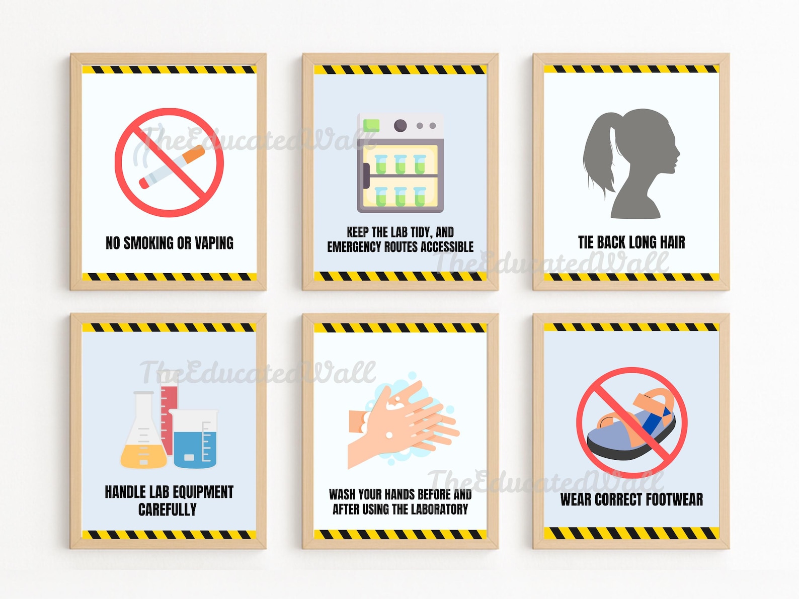 Lab Safety Rules Posters Set, Chemistry Biology Laboratory Safety Signs ...