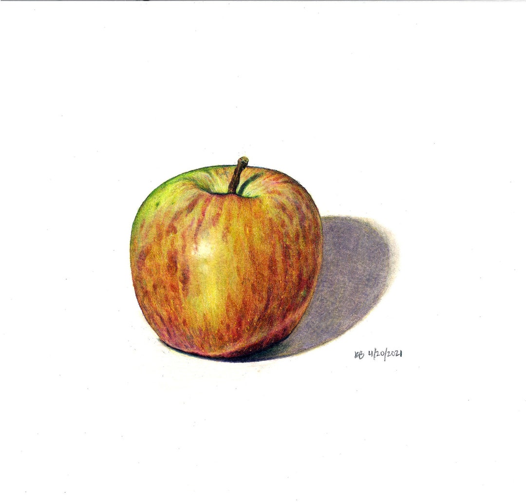 Apple Solo Colored Pencil Art Print, Vibrant Wall Art - Etsy