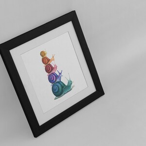 Snail Stack Whimsical Snail Wall Art Hand Drawn in Colored Pencil - Etsy