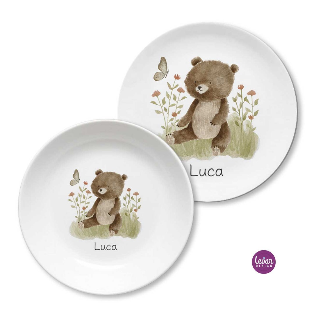Kinderteller mit Namen personalisiert, Taufgeschenk, Geburt, Taufe, erster Geburtstag, Melamin ...