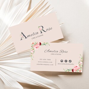 Editable Business Card Template, DIY Calling Card Template, Floral ...