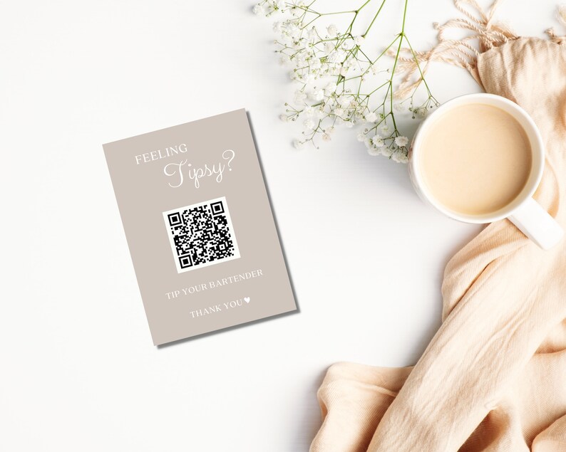 Printable Virtual Bar Tip Sign Template QR Code Sign Tip - Etsy