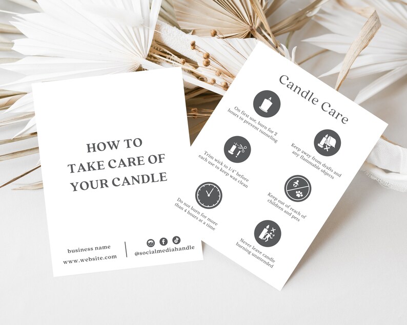 Candle Care Card Template Printable Candle Care Instructions - Etsy