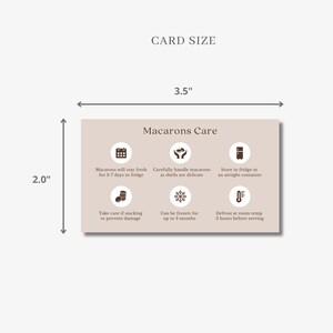 Macarons Care Card Template, Editable Bakery Business Packaging Inserts ...