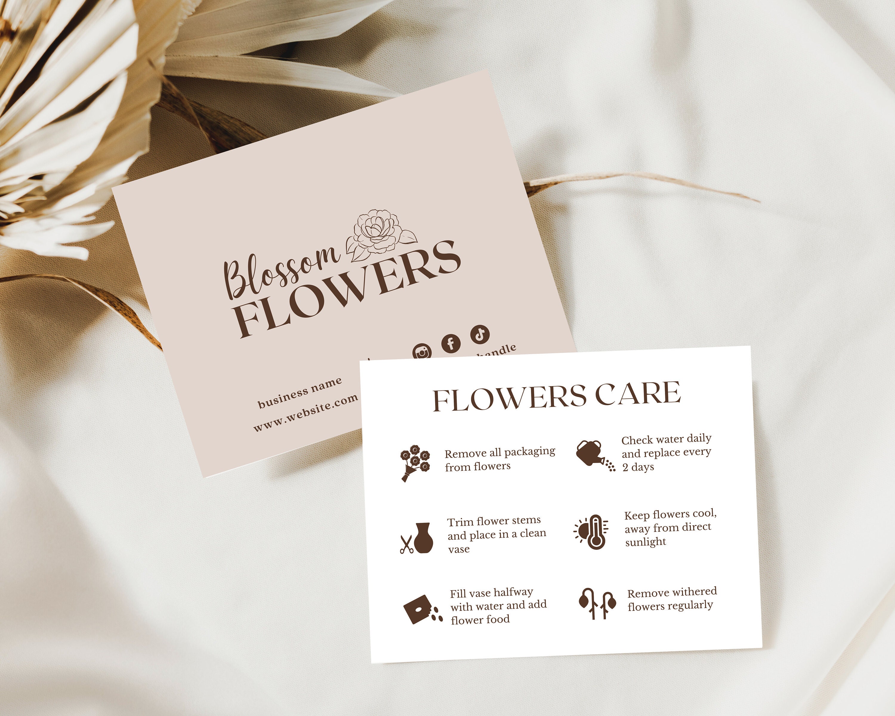Flowers Care Card Template, Printable Florist Care Card, Bouquet Care ...