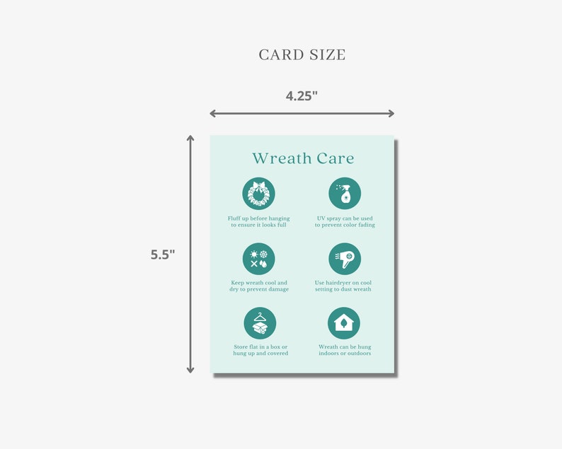Editable Wreath Care Card Template, Printable Florist Care Card, Wreath ...