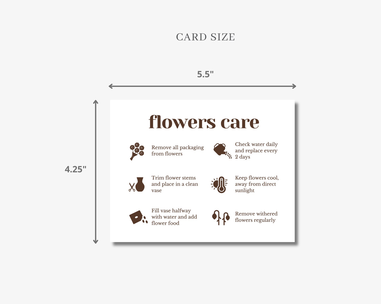 Flowers Care Card Template, Printable Flower Instructions, Florist ...