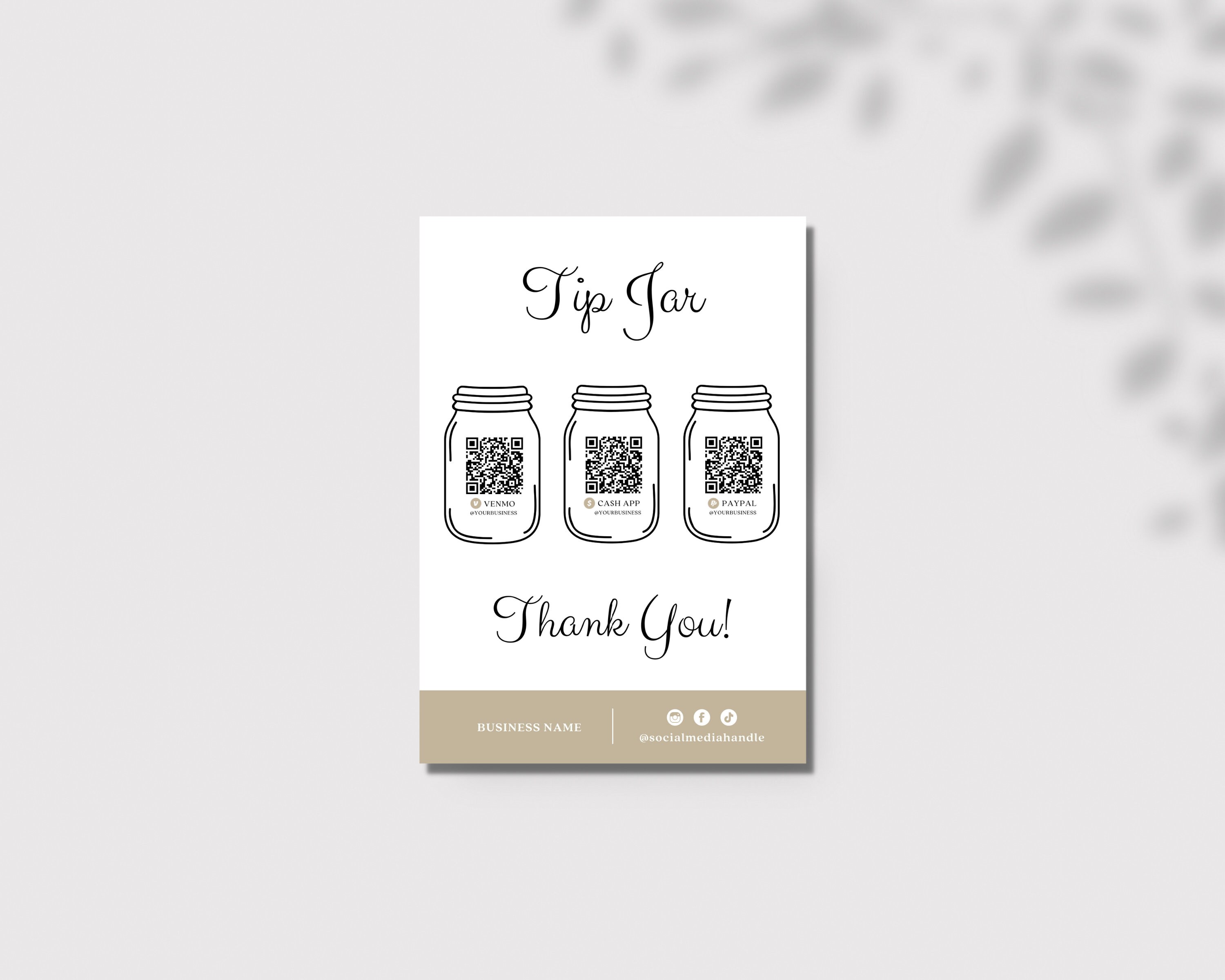 Printable Virtual Tip Jar Payment Sign, QR Code Sign Template, Editable ...