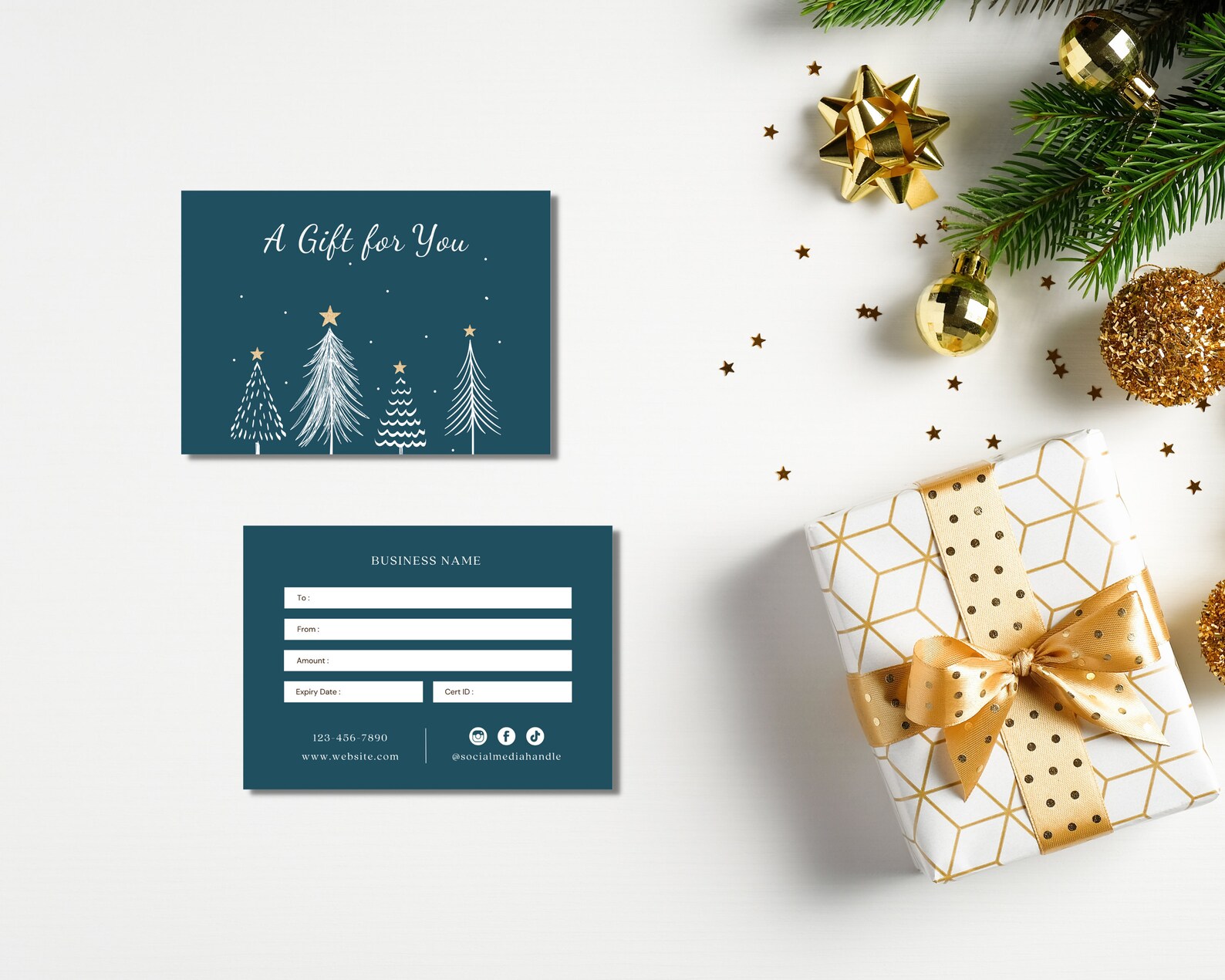 Holiday Gift Card Template Printable Christmas Gift Voucher - Etsy