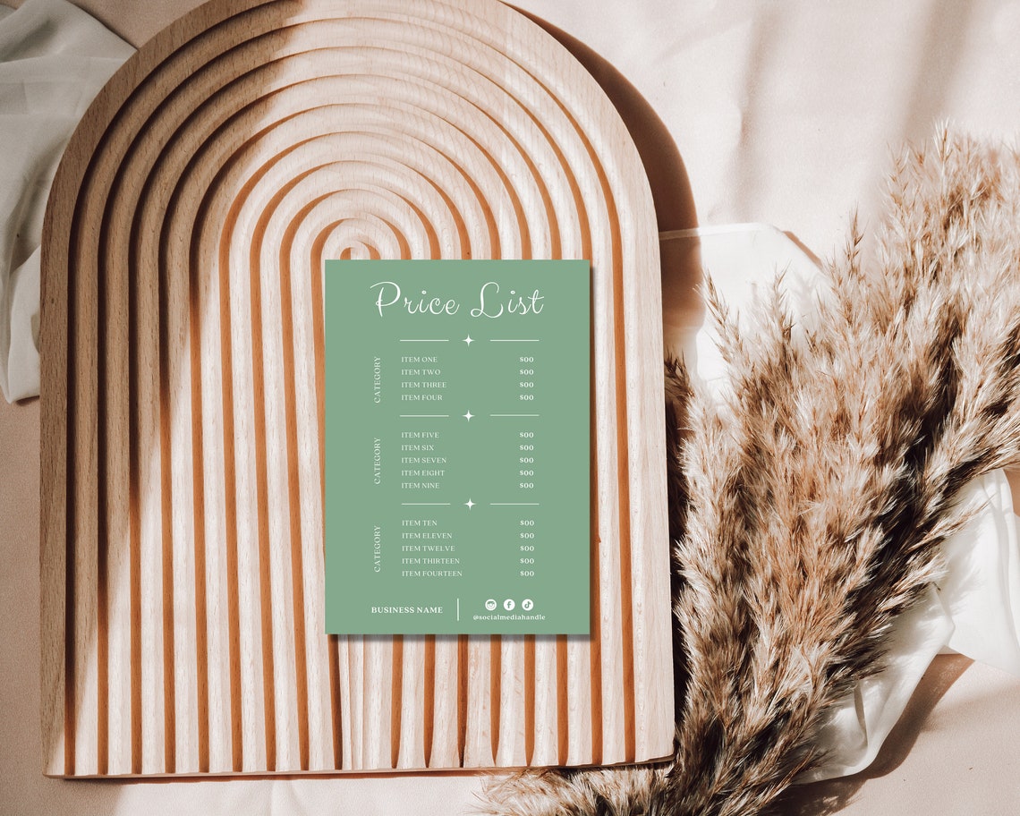 Editable Price List Template, Printable Price Sheet, Small Business ...