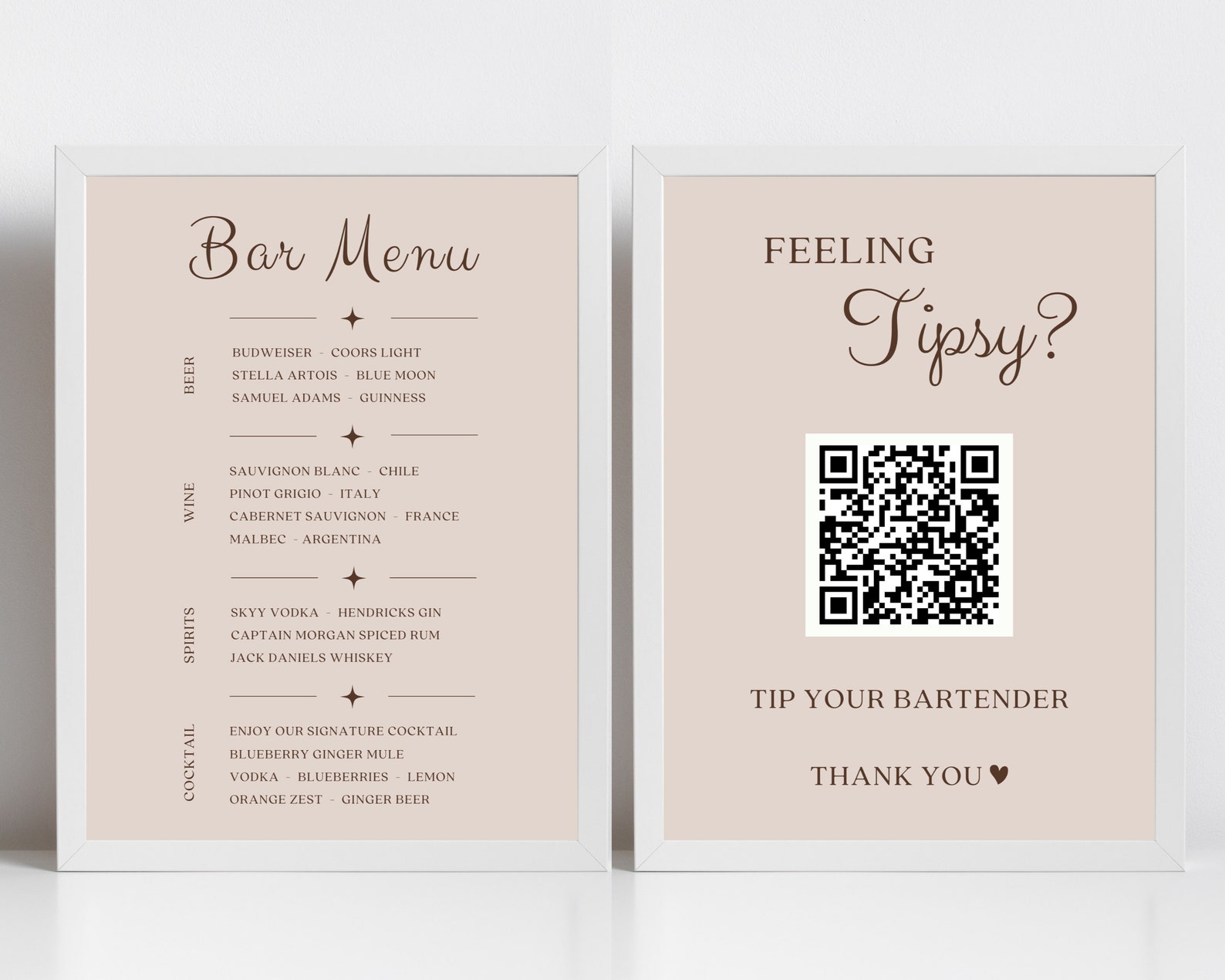 Printable Virtual Tip and Bar Menu Sign Template QR Code - Etsy