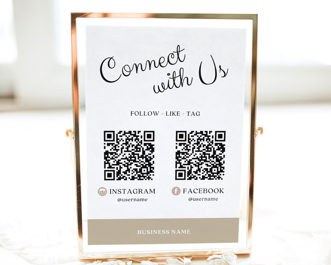 Connect With Us QR Code Sign Social Media Sign Business - Etsy