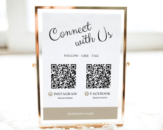Connect With Us QR Code Sign Social Media Sign Business - Etsy