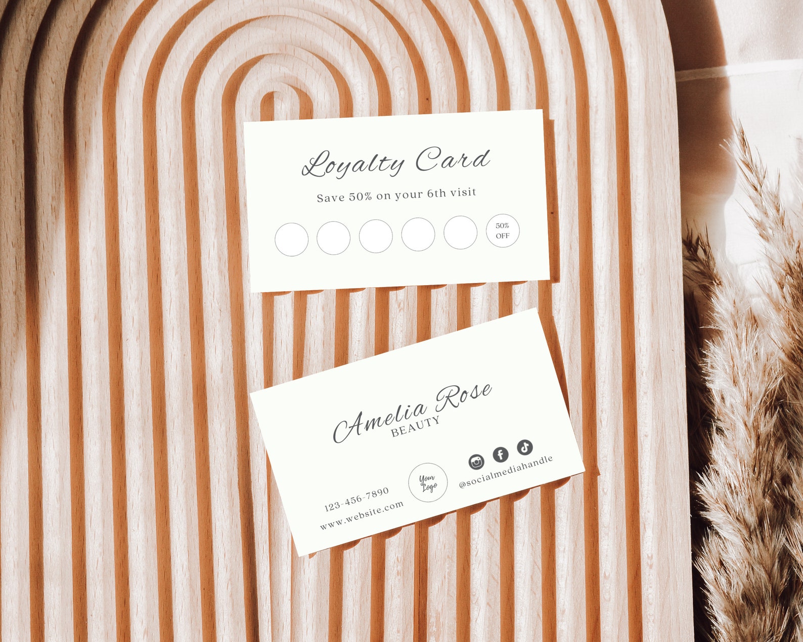 Beauty Loyalty Card Template, DIY Reward Cards, Minimalist Salon Stamp ...