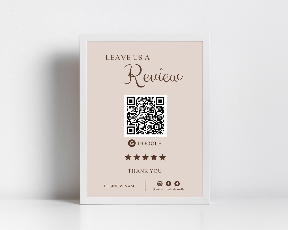 Ask for Review QR Code Sign Template, Google Review Sign, Facebook ...