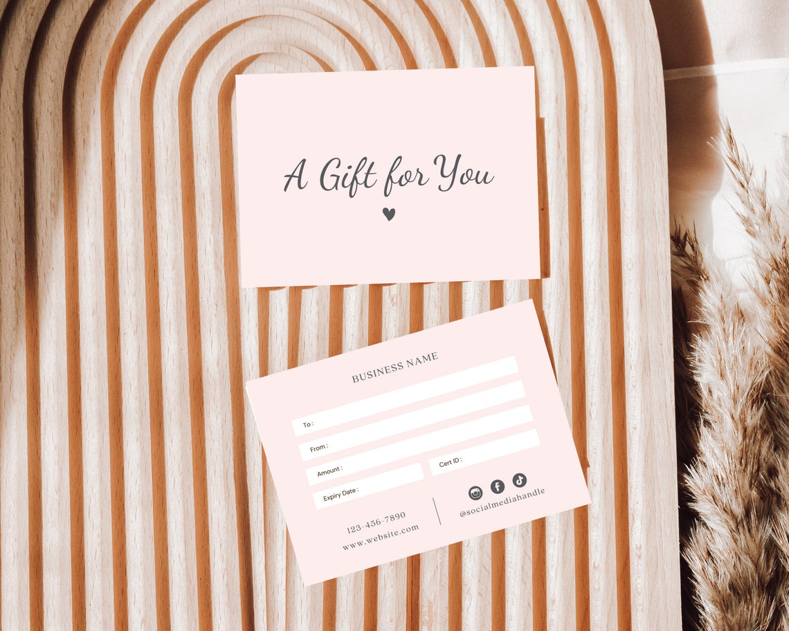 Editable Gift Card Template With Logo DIY Printable Gift - Etsy Ireland