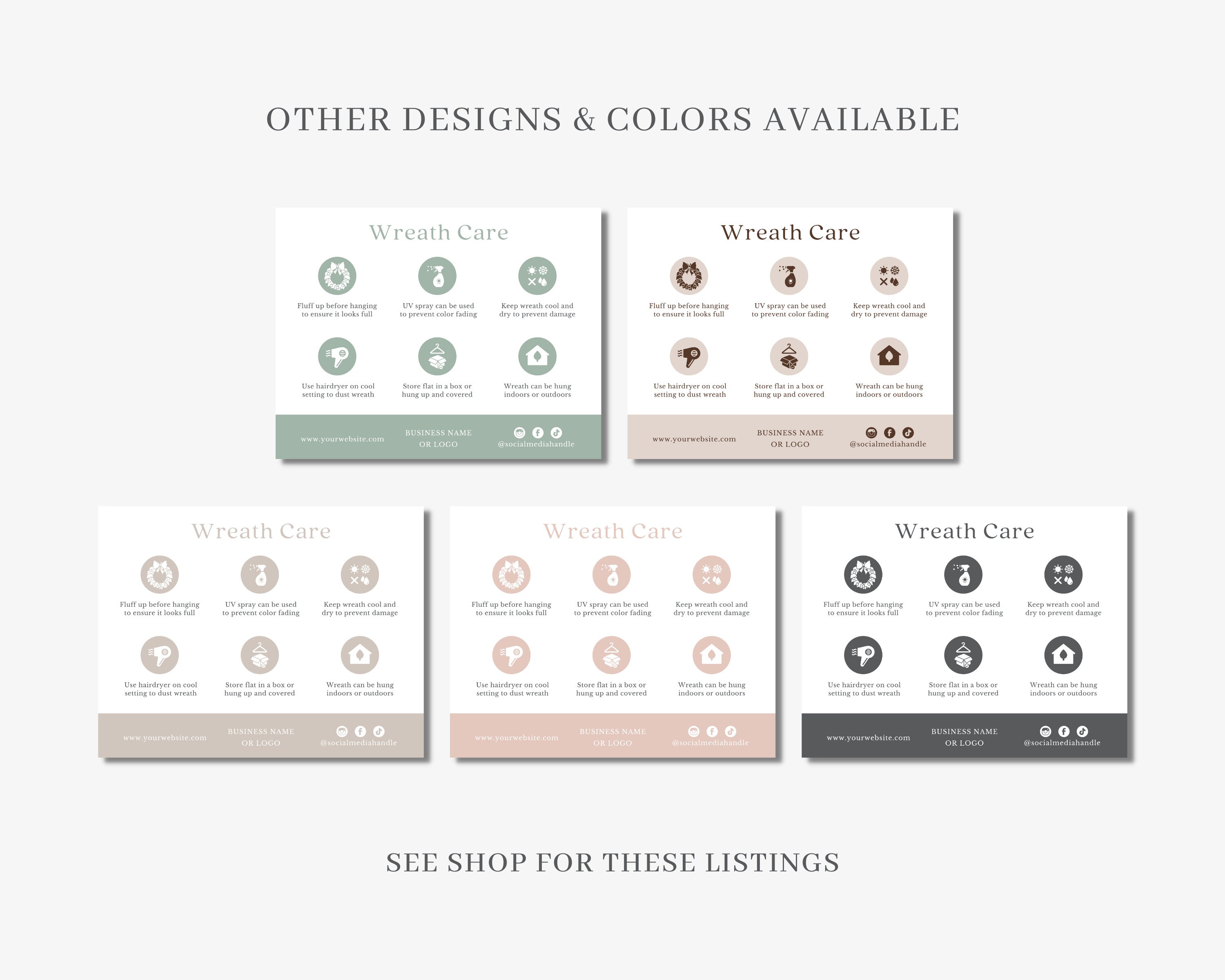Editable Wreath Care Card Template, Printable Florist Care Card, Wreath ...