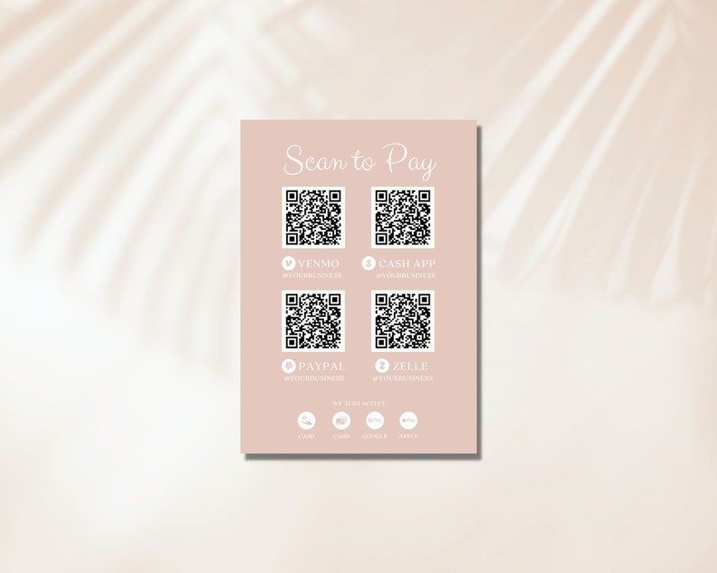 Scan to Pay Sign Editable QR Code Sign Template Printable - Etsy