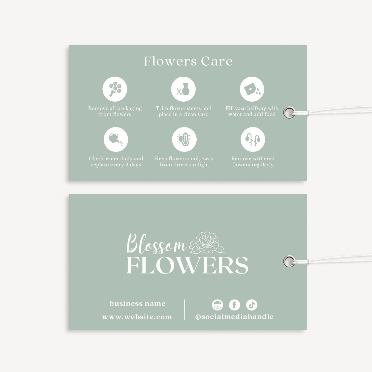 Flower Care Hang Tag Template, Printable Florist Hang Tag, Bouquet Care ...