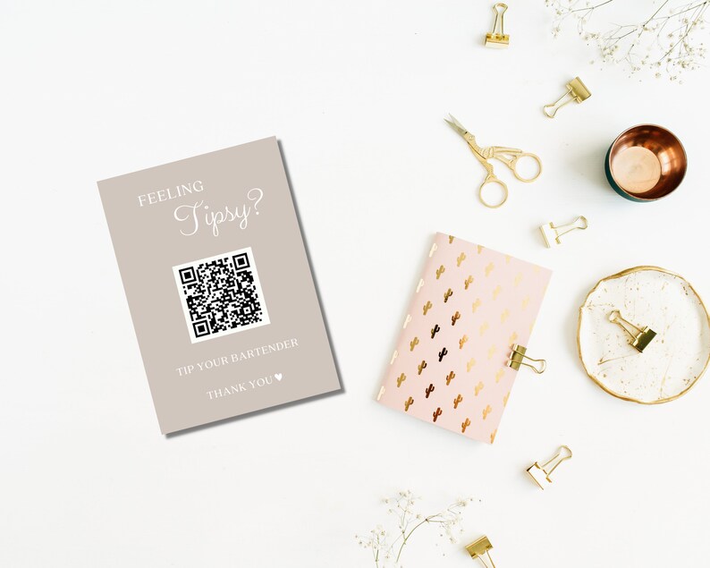 Printable Virtual Bar Tip Sign Template QR Code Sign Tip - Etsy
