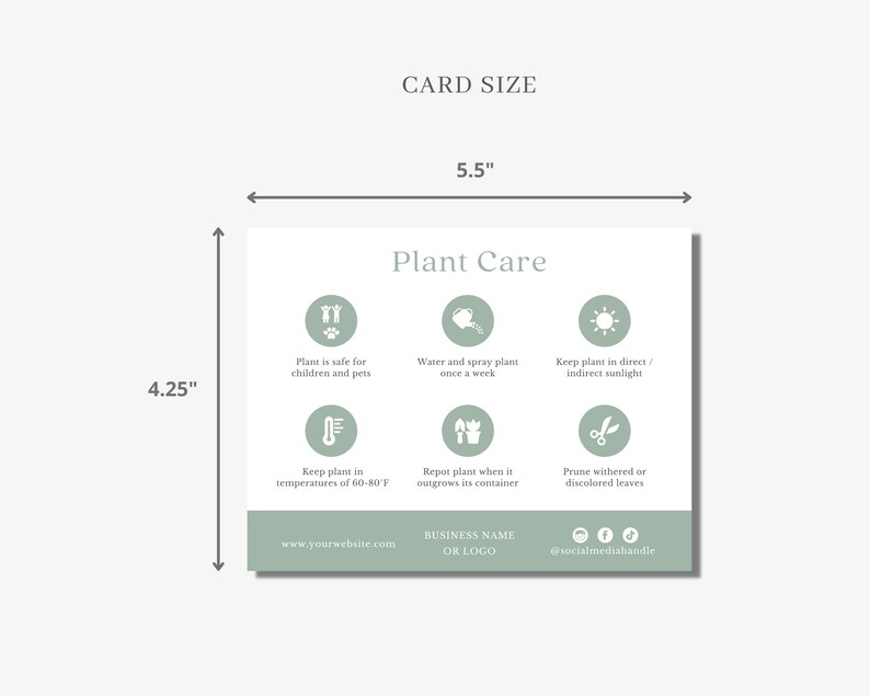 Editable Plant Care Card Template Plant Care Package Insert - Etsy ...