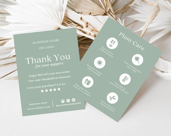 Editable Plant Care Card Template, Plant Care Package Insert, Printable ...