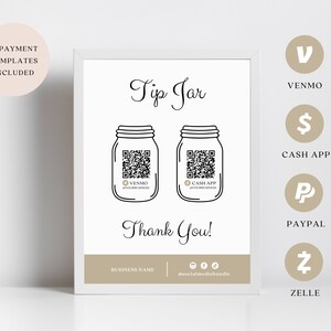 Printable Virtual Tip Jar Payment Sign QR Code Sign Template - Etsy