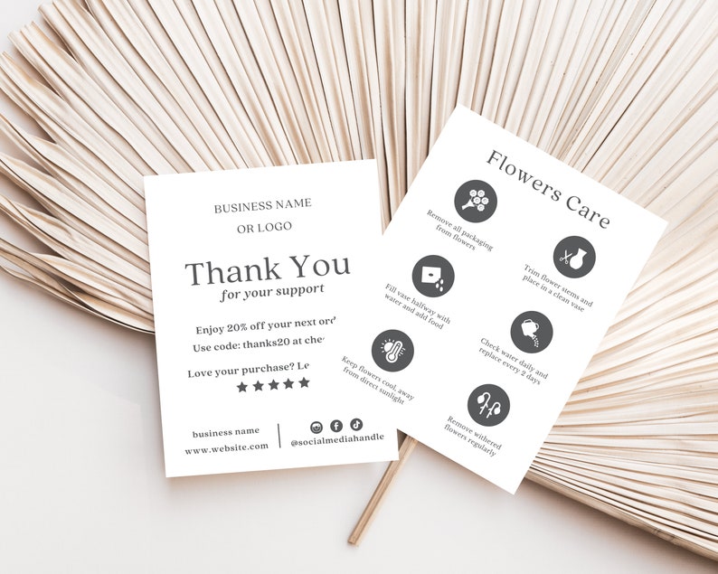 Flowers Care Card Template, Printable Florist Care Card, Bouquet Care ...