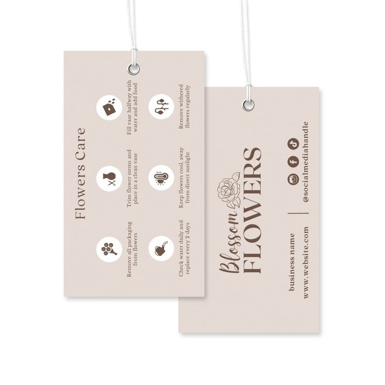 Flower Care Hang Tag Template, Printable Florist Hang Tag, Bouquet Care ...