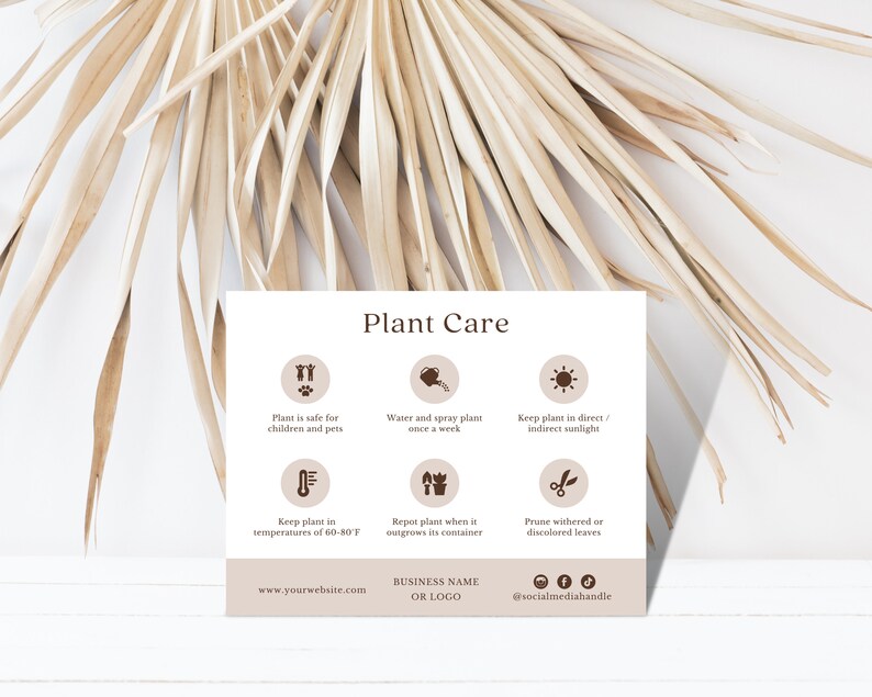 Editable Plant Care Card Template Plant Care Package Insert - Etsy