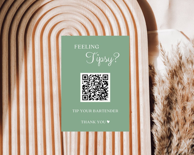 Printable Virtual Bar Tip Sign Template QR Code Sign Tip - Etsy