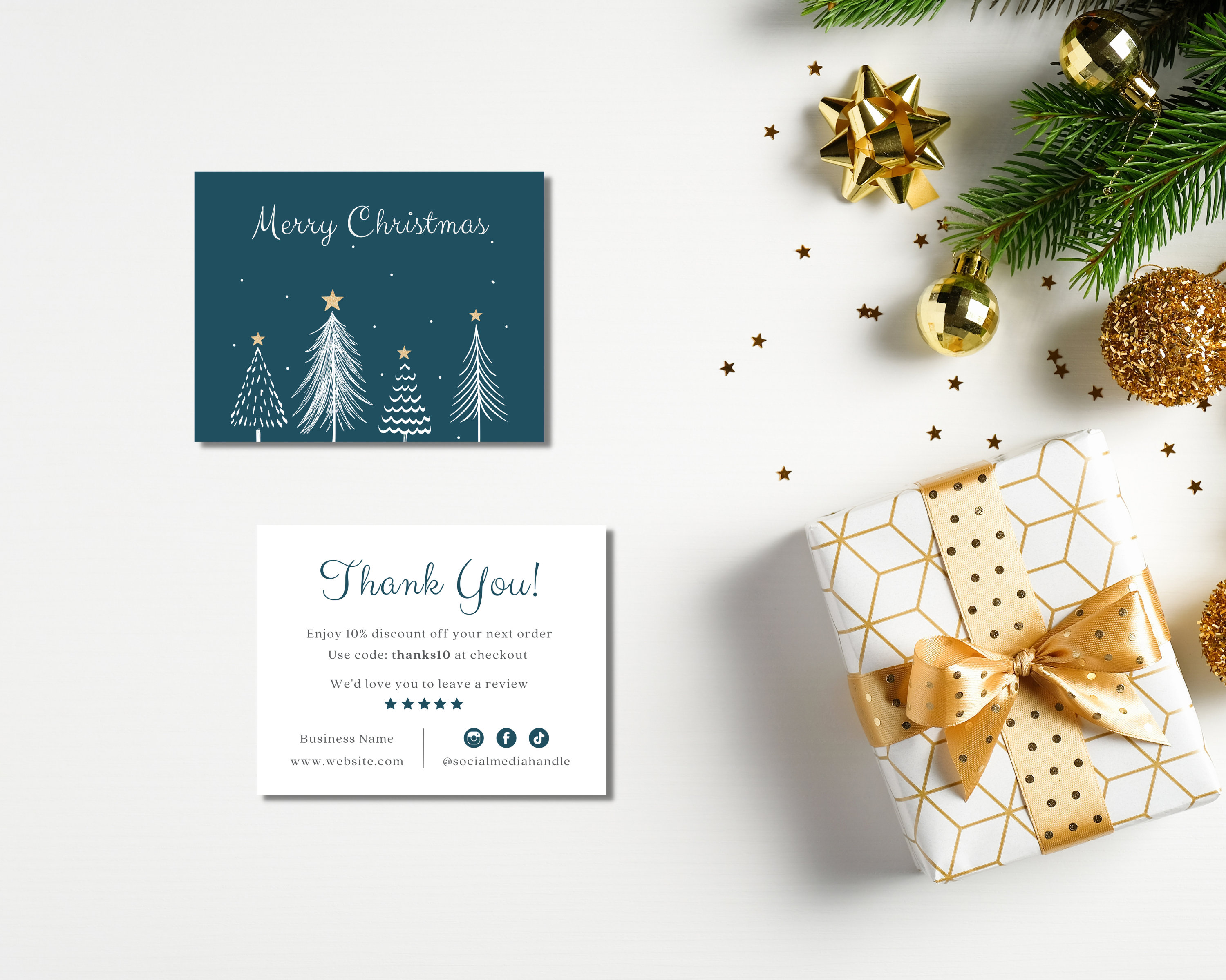 Christmas Business Thank You Card Template, Holiday Printable Thanks ...