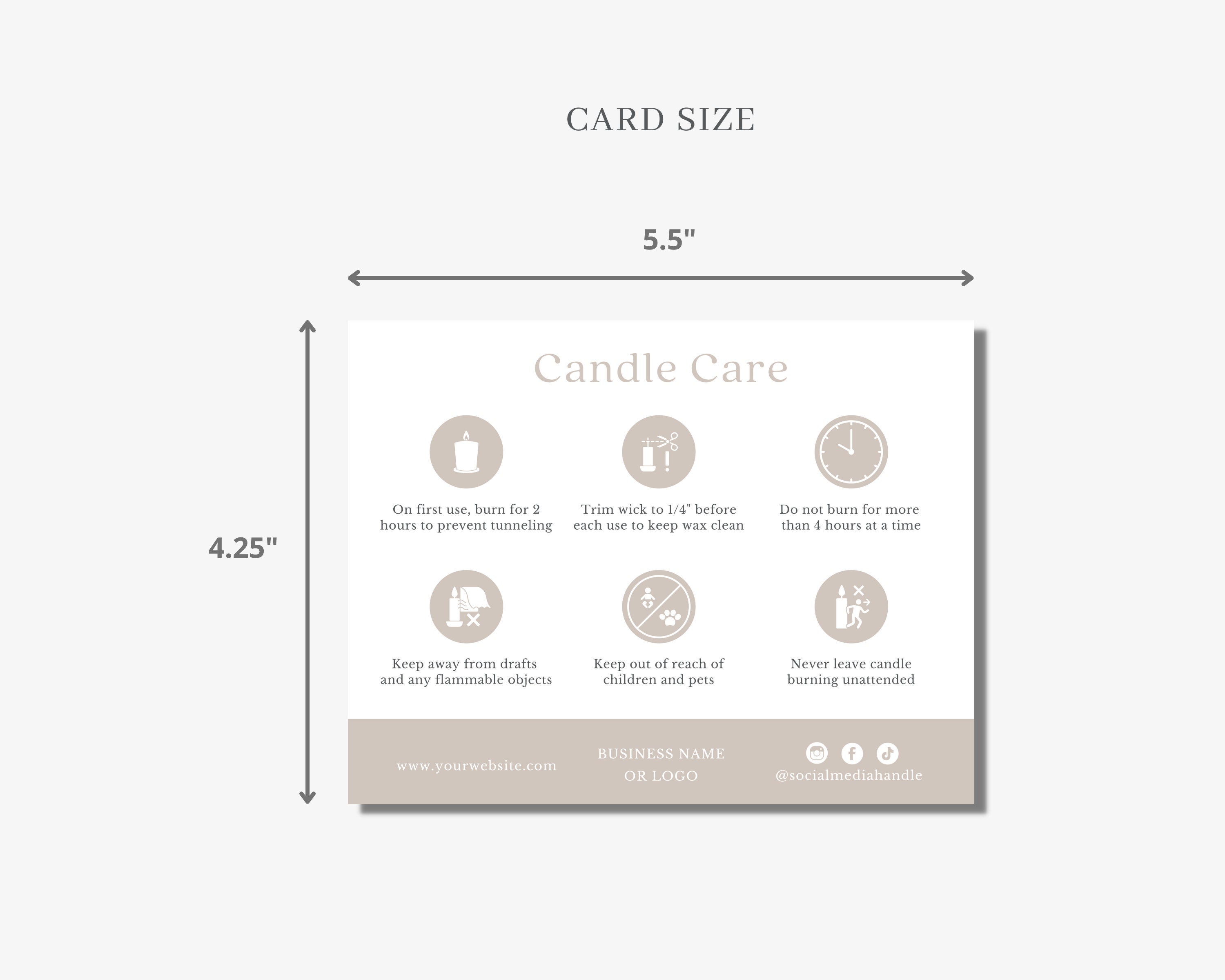 Candle Care Card Template, Printable Candle Care Instructions, Candle ...