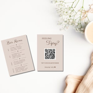 Printable Virtual Tip and Bar Menu Sign Template, QR Code Sign, Drink ...