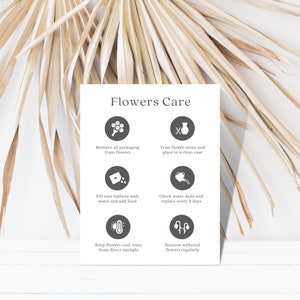 Flowers Care Card Template, Printable Florist Care Card, Bouquet Care ...