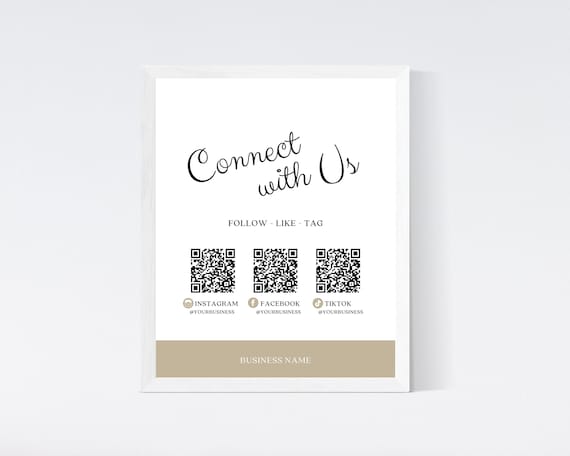 Connect With Us QR Code Sign Social Media Sign Business | Etsy