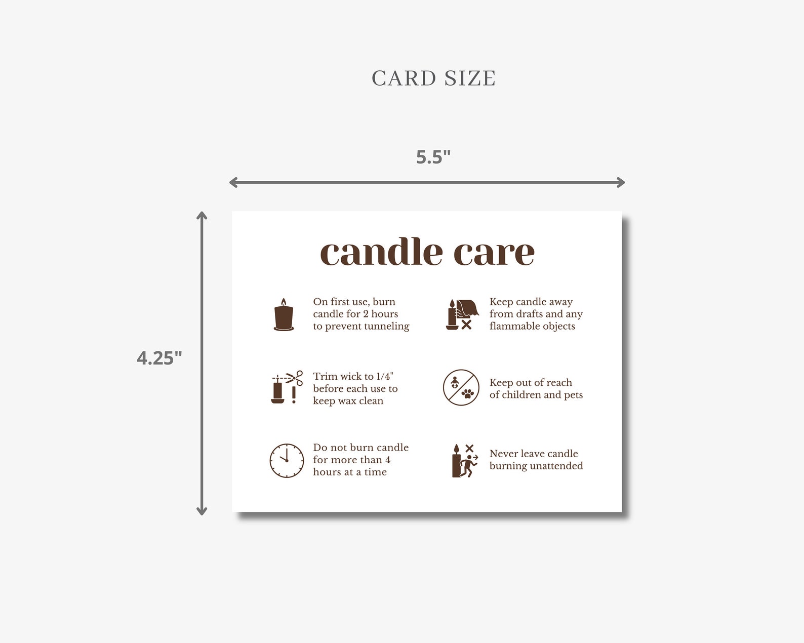 Editable Candle Care Card Template, Candle Business Package Insert Card ...