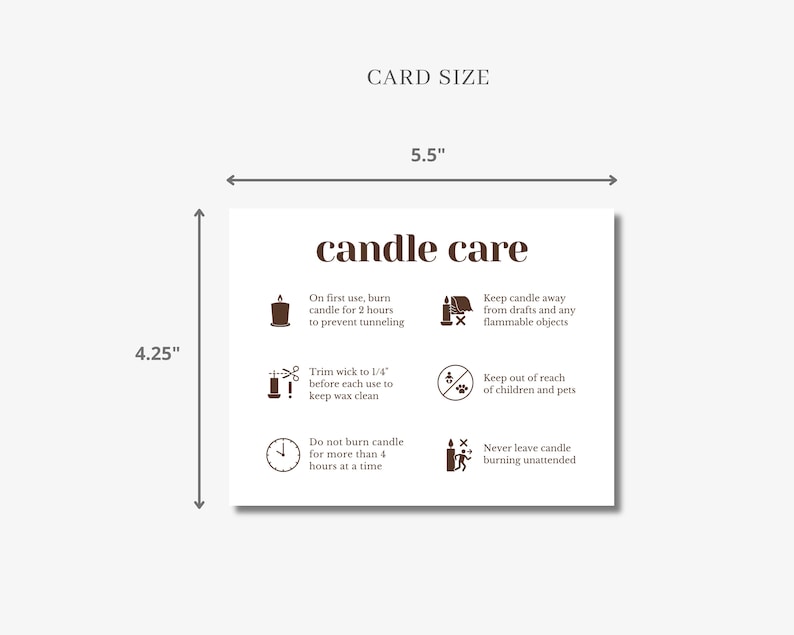 Editable Candle Care Card Template, Candle Business Package Insert Card ...