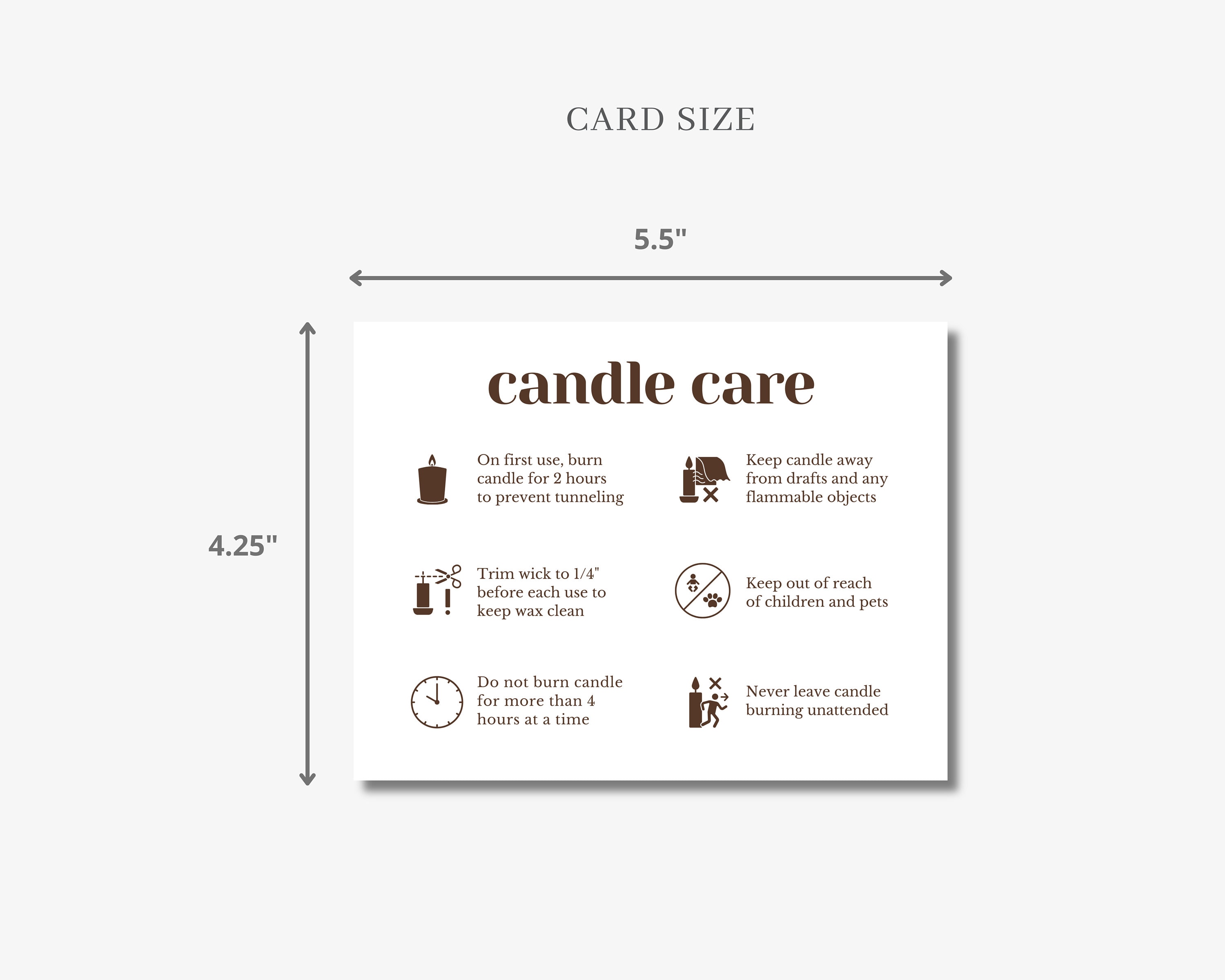 Editable Candle Care Card Template, Candle Business Package Insert Card ...