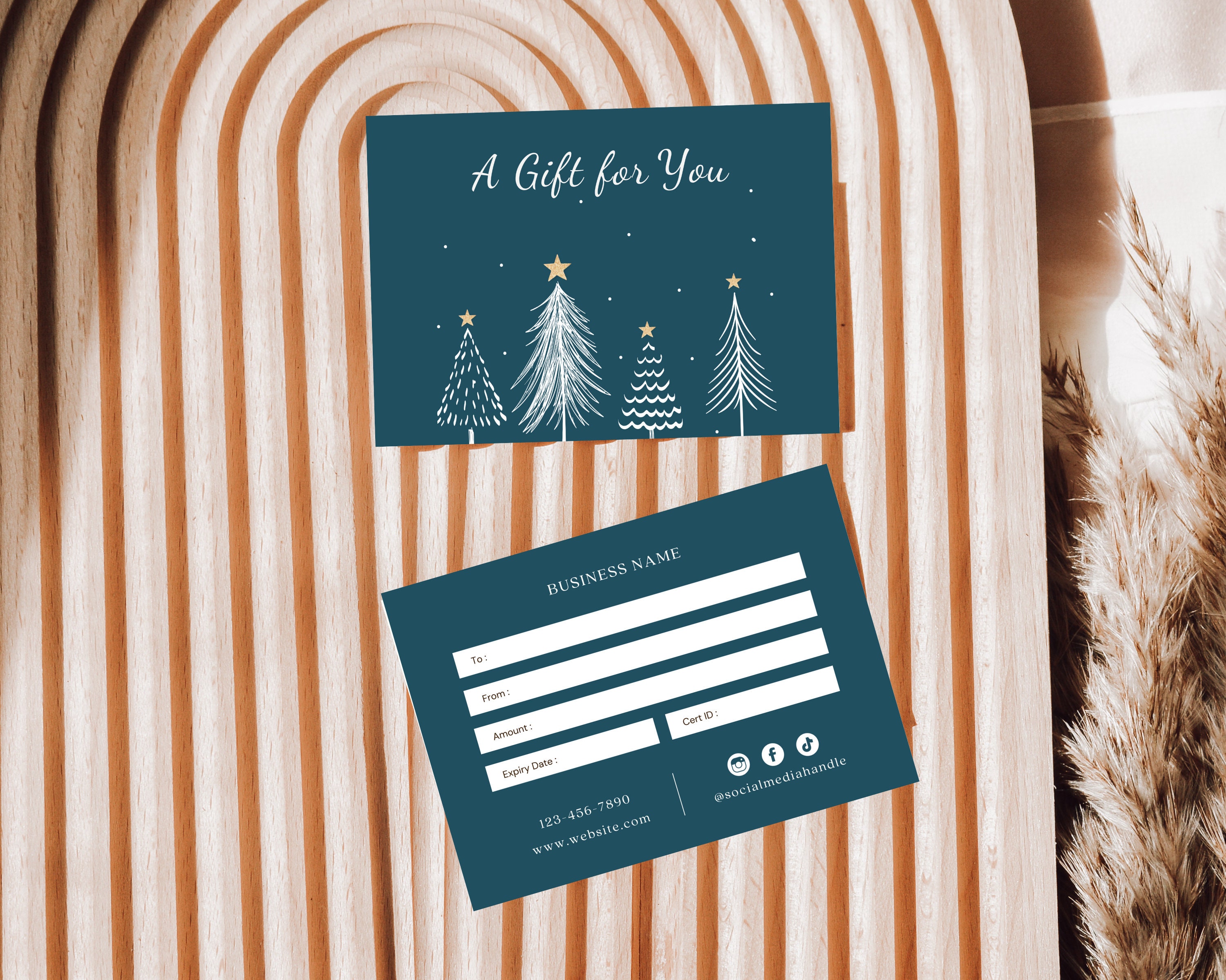 Holiday Gift Card Template, Printable Christmas Gift Voucher, Modern ...