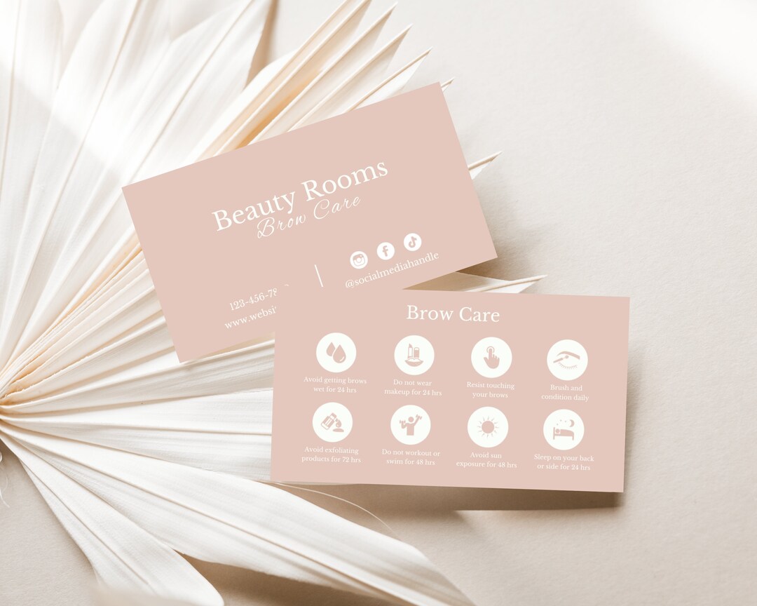 Brow Aftercare Card Template Beauty Business Card Brow - Etsy