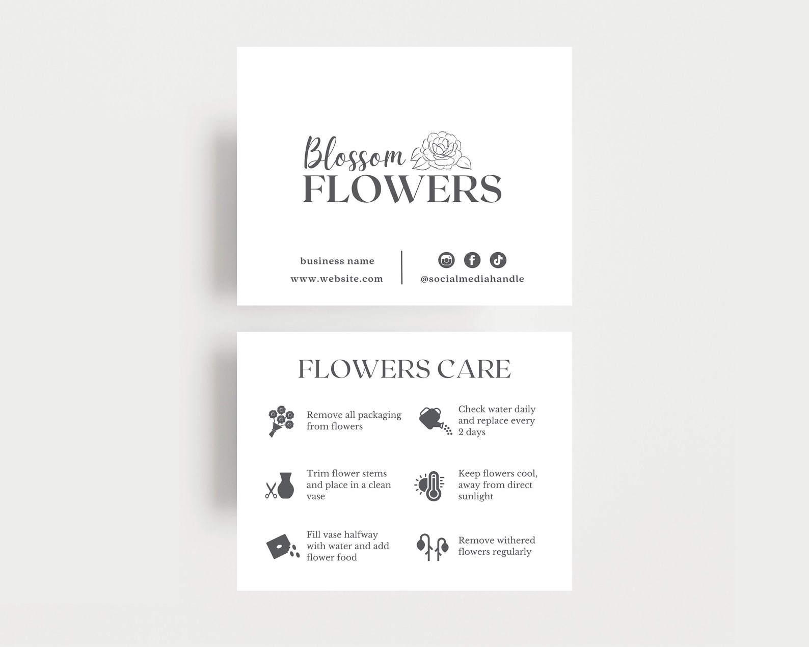 Flowers Care Card Template, Printable Florist Care Card, Bouquet Care ...