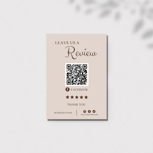 Ask for Review QR Code Sign Template, Google Review Sign, Facebook ...