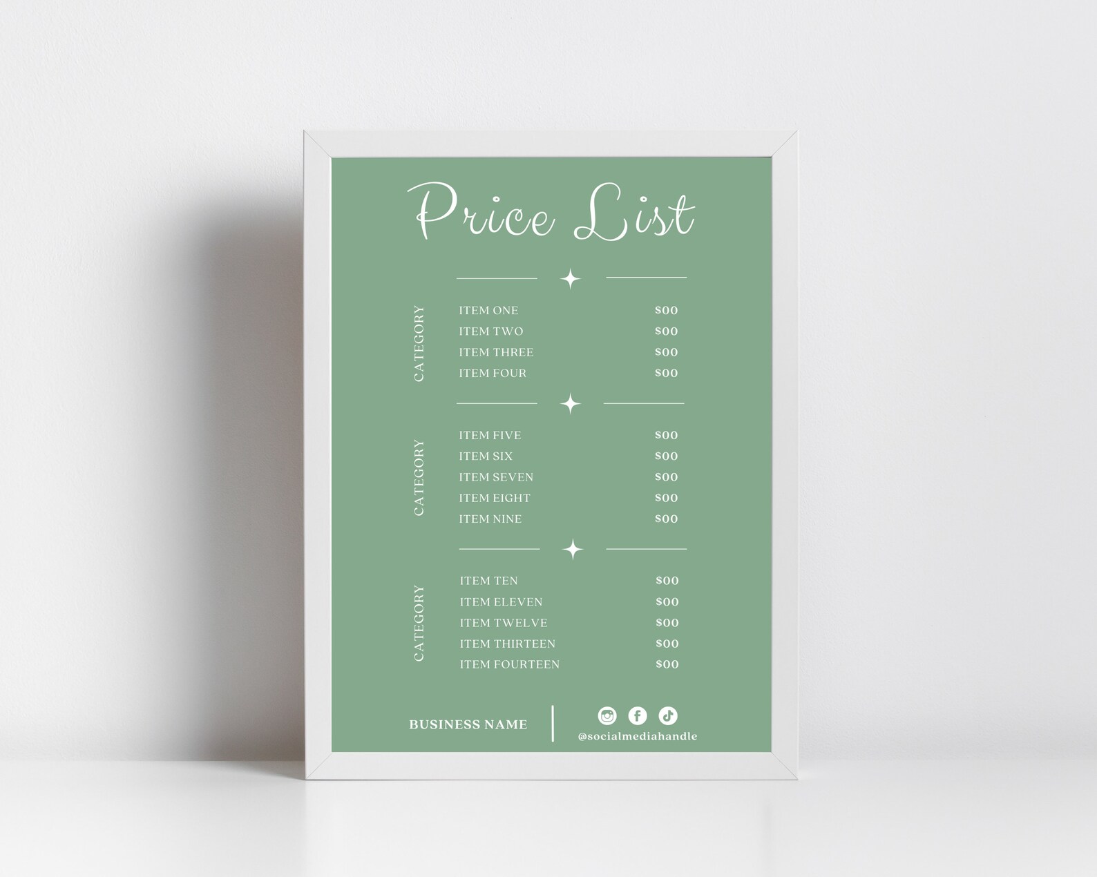 Editable Price List Template, Printable Price Sheet, Small Business ...