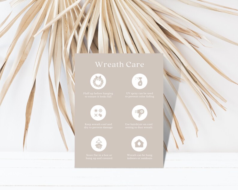 Editable Wreath Care Card Template, Printable Florist Care Card, Wreath ...