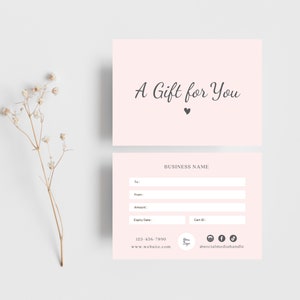 Editable Gift Card Template With Logo, DIY Printable Gift Voucher ...
